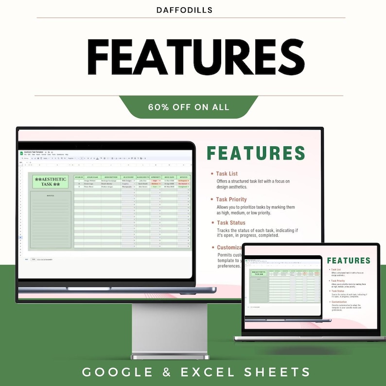 Aesthetic Task Template | Editable Task Manager Spreadsheet for Google ...