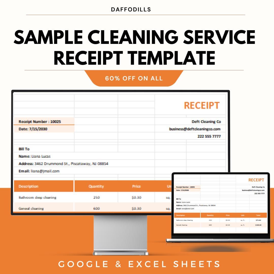 Sample Cleaning Service Receipt Template, Cleaning Business Invoice ...