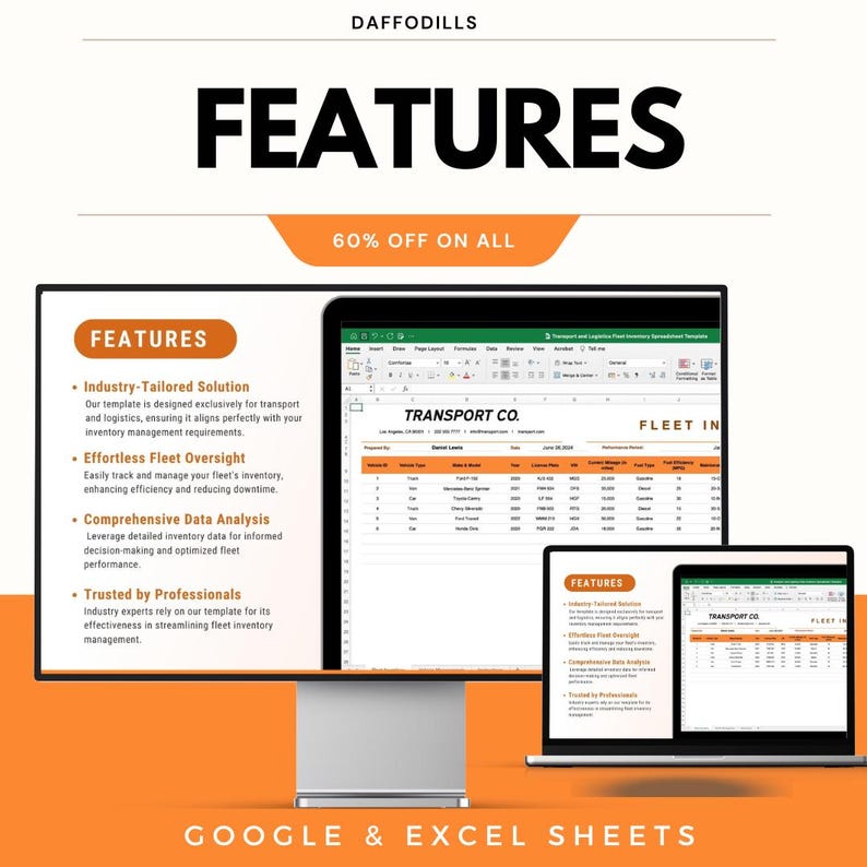 Transport and Logistics Fleet Inventory Spreadsheet Template, Vehicle ...