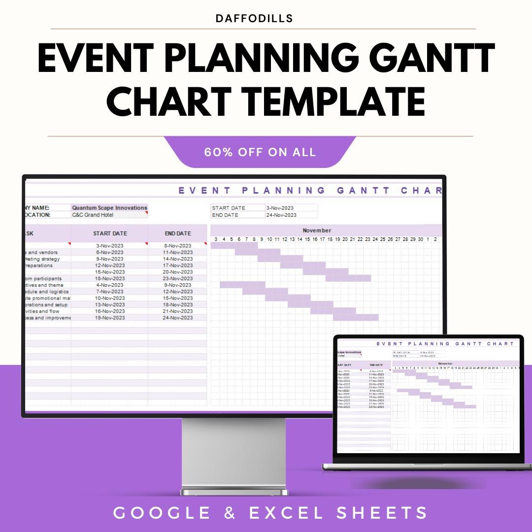 Event Planning Gantt Chart Template, Excel & Google Sheets Event ...