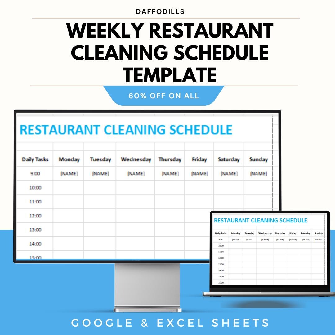 Weekly Restaurant Cleaning Schedule Template, Restaurant Cleaning ...