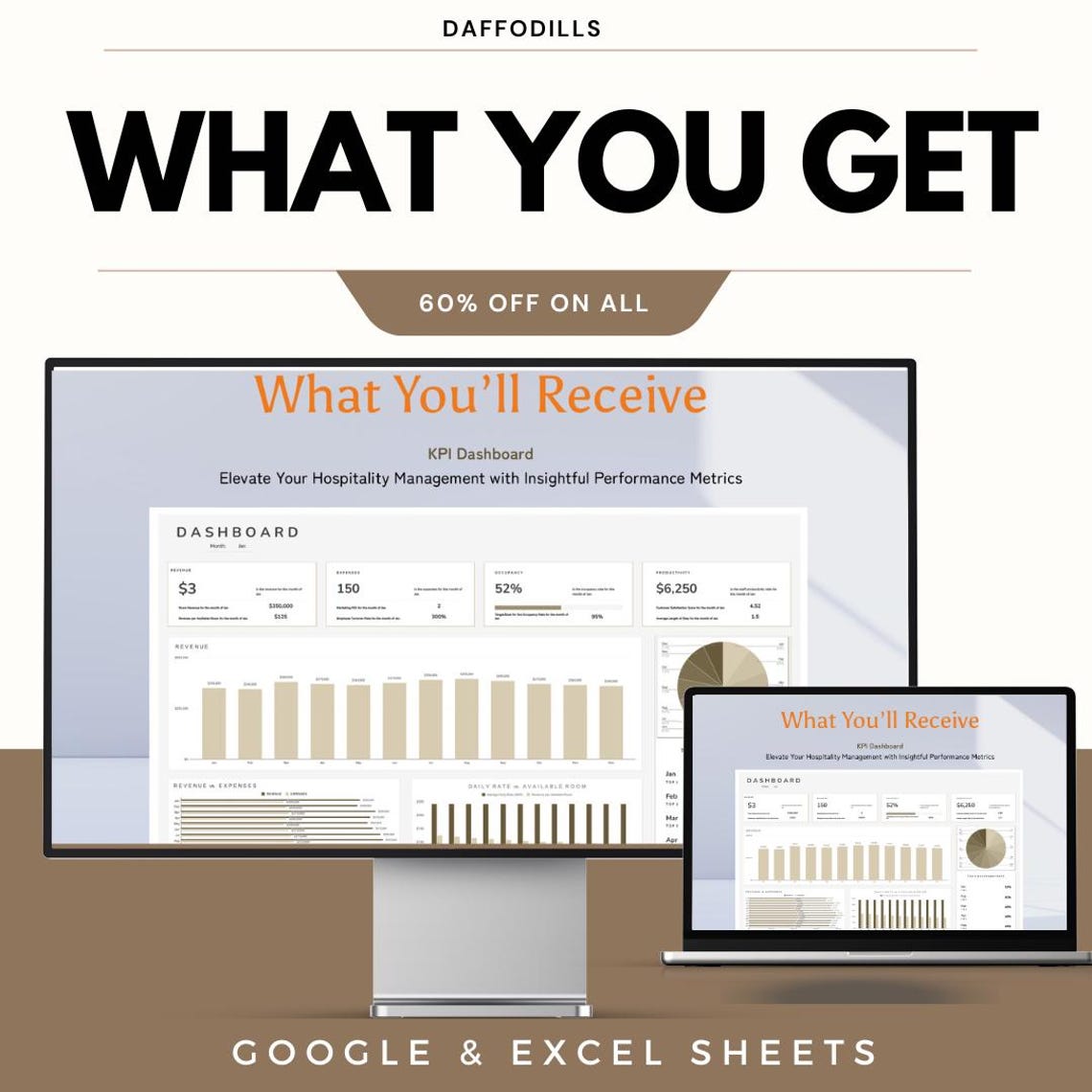 Hotel KPI Template for Google and Excel Sheets | Track Performance ...
