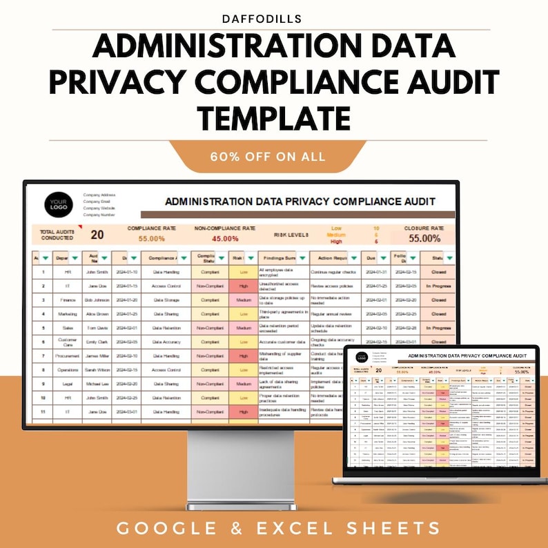 Administration Data Privacy Compliance Audit Template - Google & Excel ...