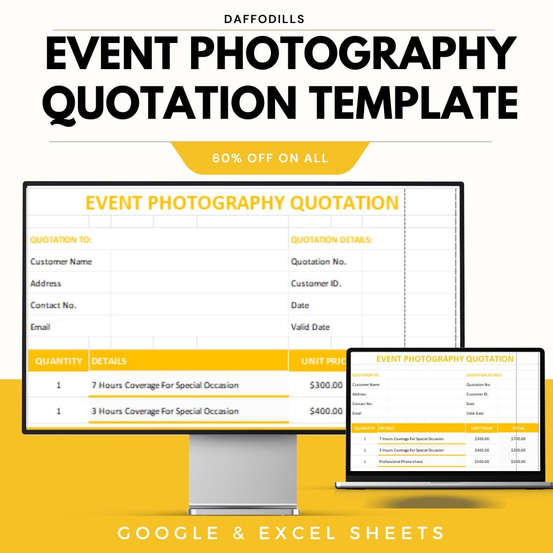 Event Photography Quotation Template, Google Sheets & Excel Photography ...