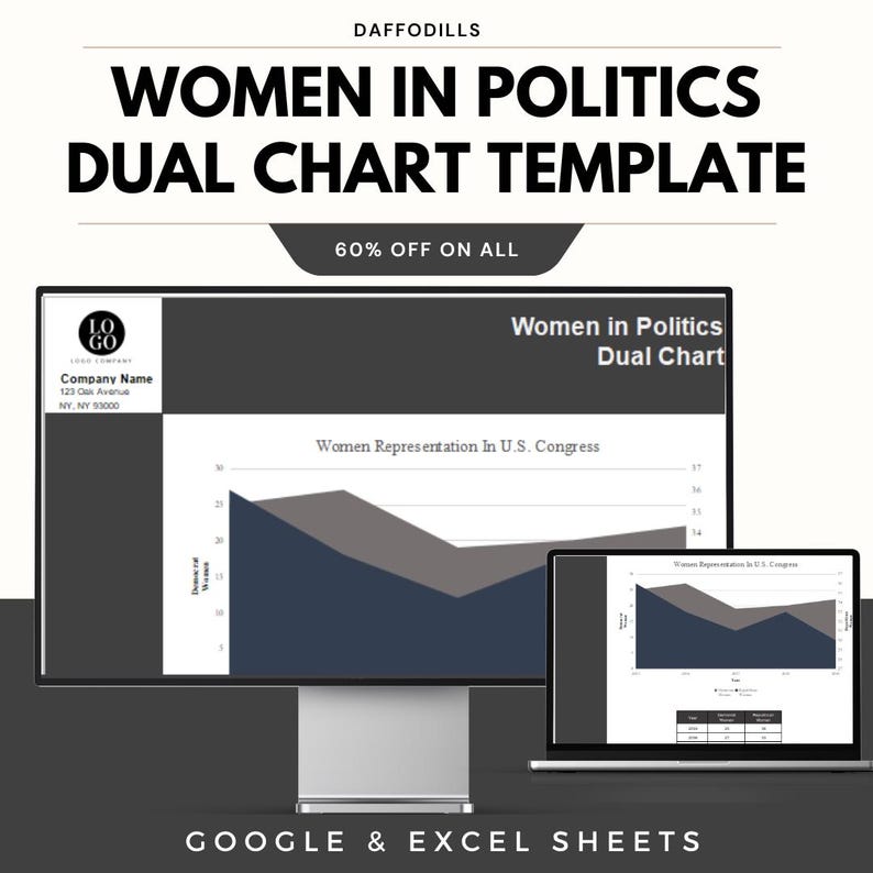 Women in Politics Dual Chart Template | Excel & Google Sheets | Gender ...