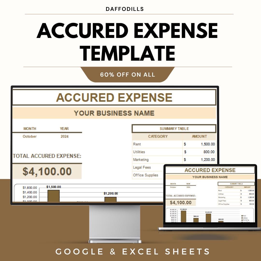 Accrued Expense Template, Business Expense Tracker, Monthly Accrual ...