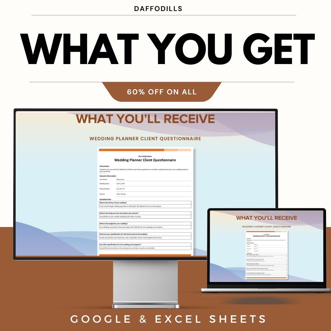 Wedding Planner Client Questionnaire Template, Bridal Planning ...
