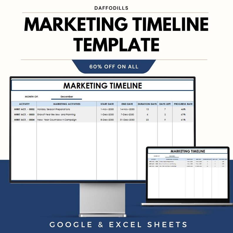 Marketing Timeline Template | Project Planning, Campaign Roadmap and ...