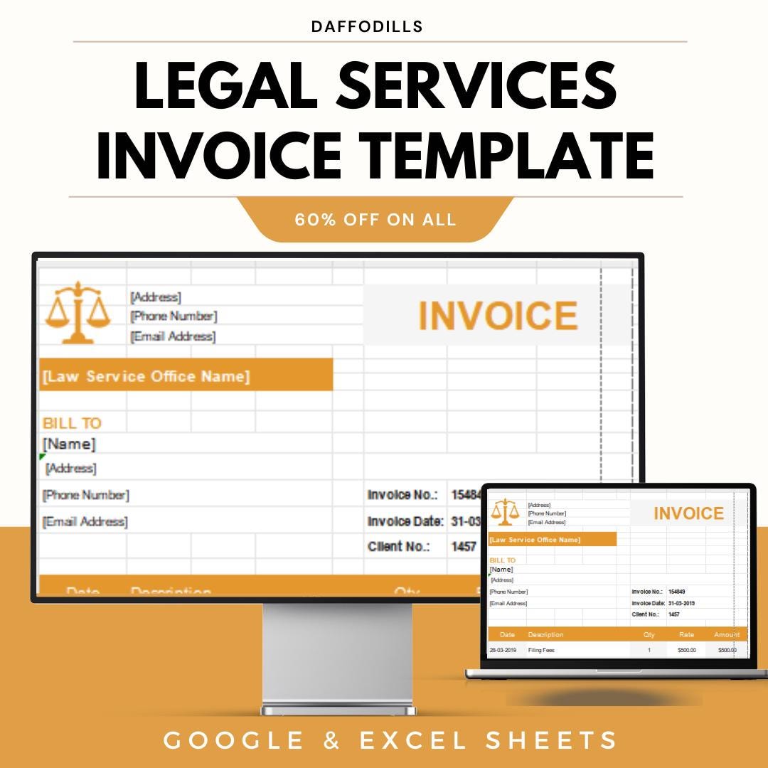 Legal Services Invoice Template, Lawyer Invoice, Attorney Billing ...