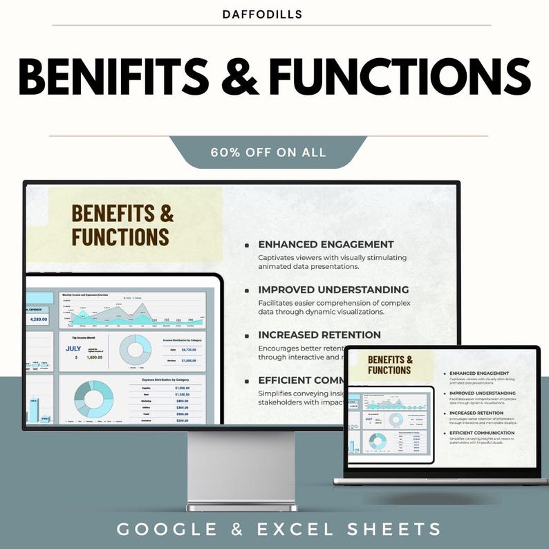 Animated Key Data Dashboard Template for Google and Excel – Dynamic ...