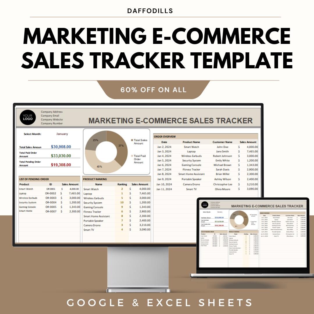 Marketing E-commerce Sales Tracker Template, Online Store Order ...