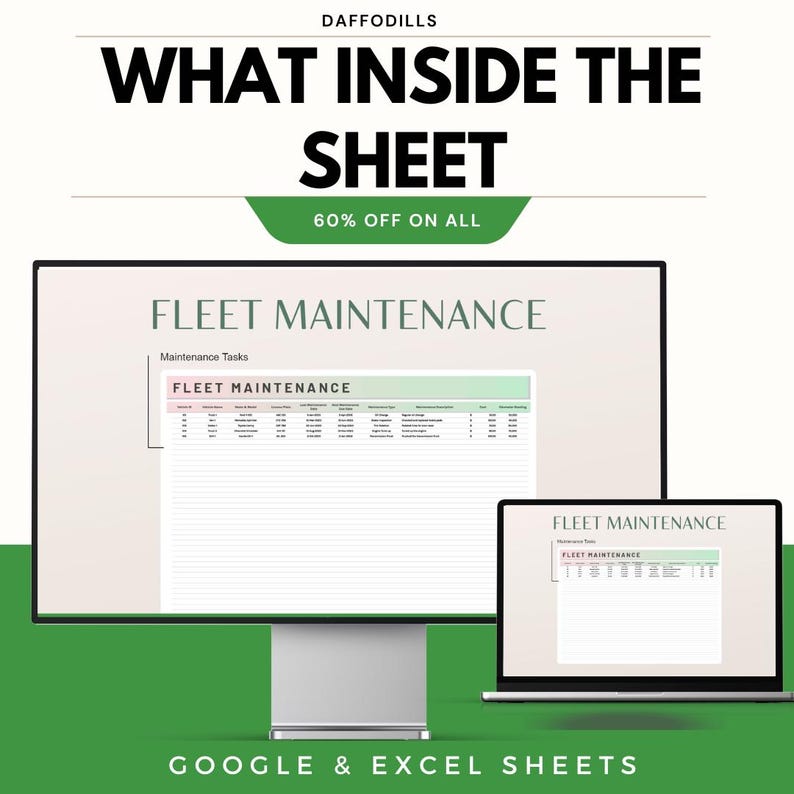 Fleet Maintenance Template, Excel Vehicle Service Log, Google Sheets ...
