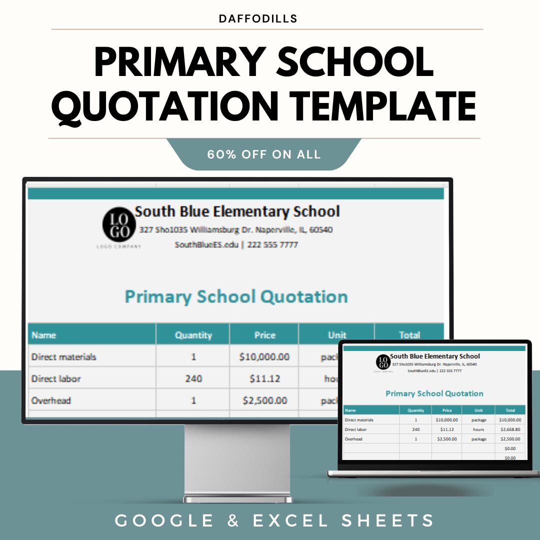 Primary School Quotation Template, Editable School Quote Sheet, Google ...