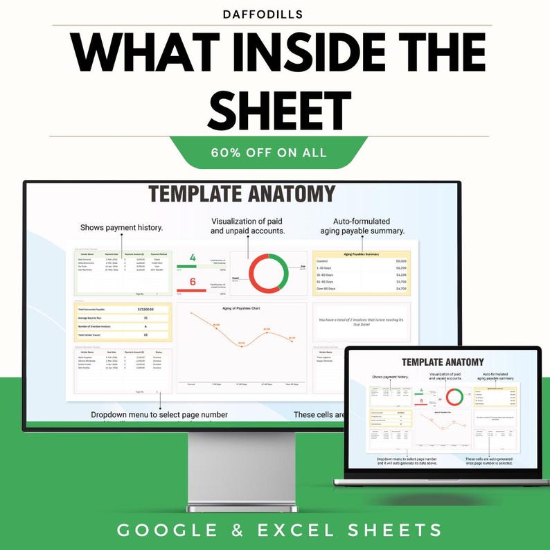 Accounts Payable Dashboard Template, Accounts Payable Spreadsheet, AP ...