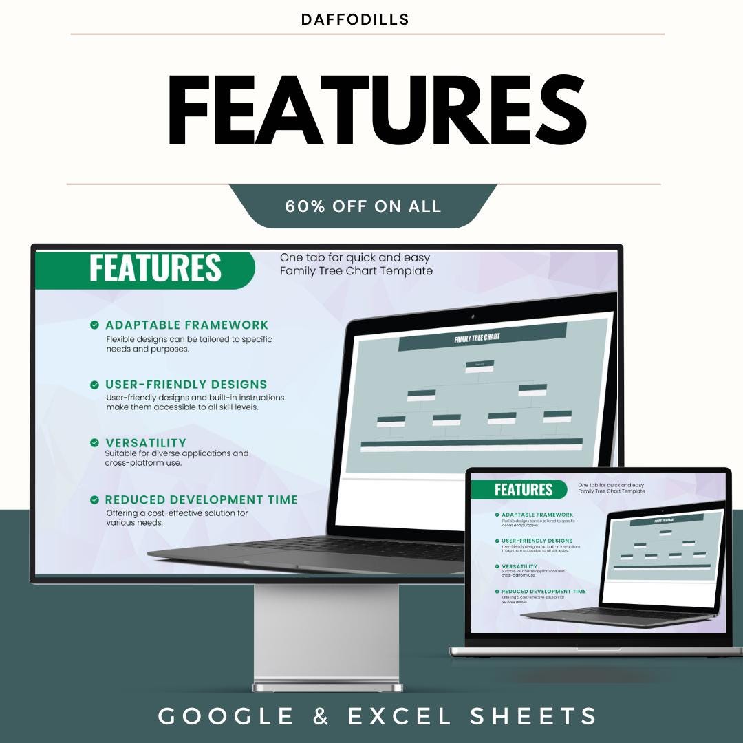 Family Tree Chart Template | Google Sheets & Excel Editable Genealogy ...