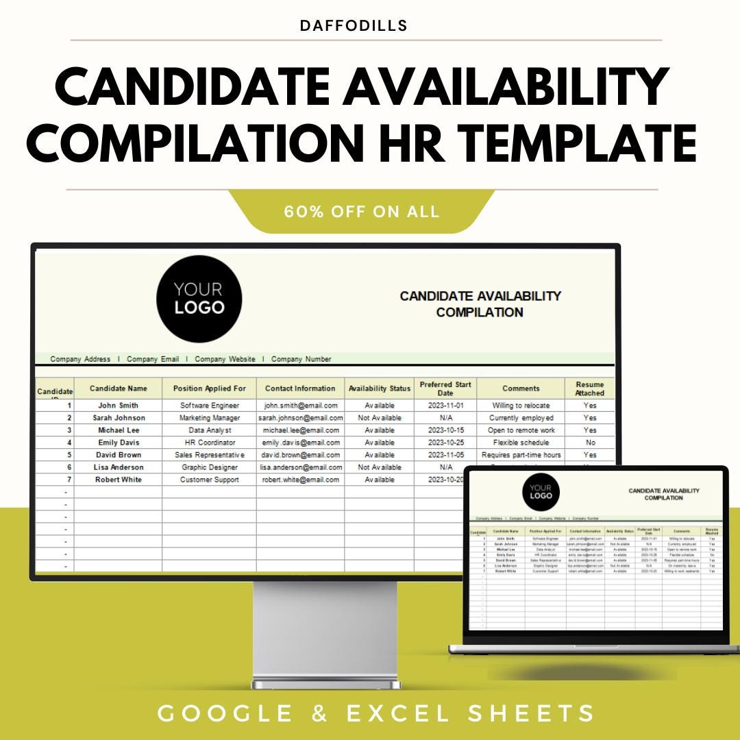 Candidate Availability Compilation HR Template for Google & Excel ...