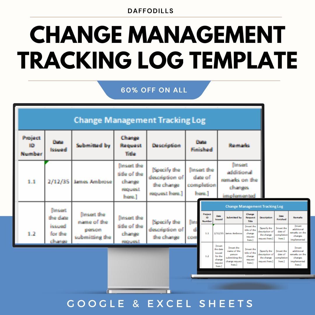 Change Management Tracking Log Template for Google and Excel Sheets ...