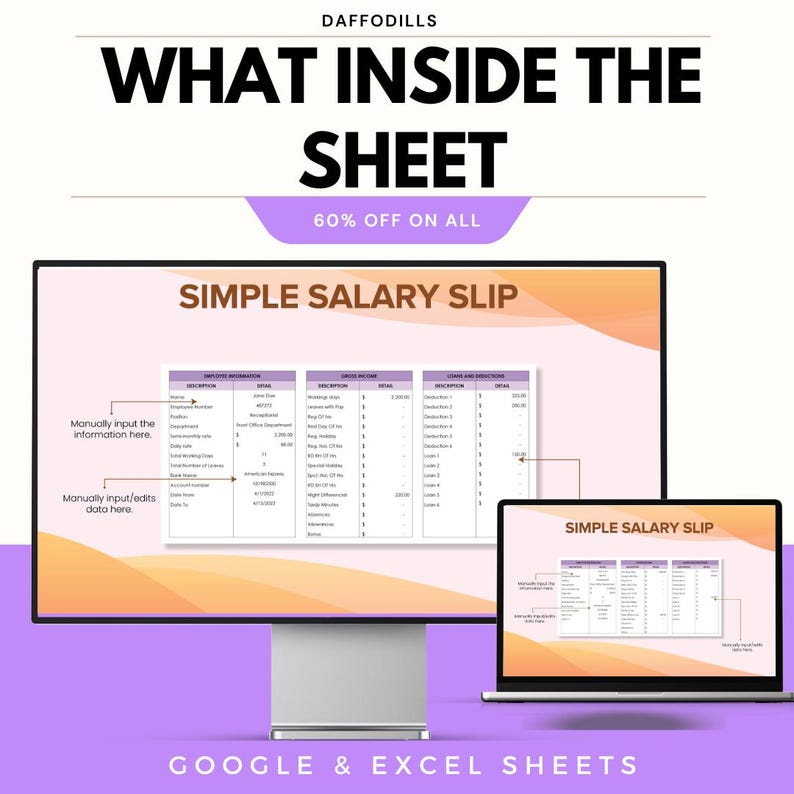 Simple Salary Slip Template, Employee Payslip Generator, Google Sheets ...