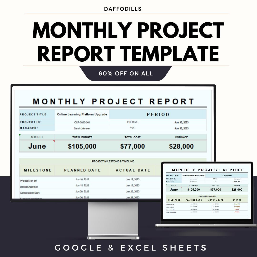 Monthly Project Report Template, Project Progress Tracker Excel ...