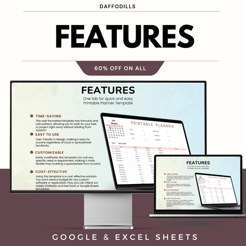 Printable Planner Template, Google Sheets and Excel , To-do List ...