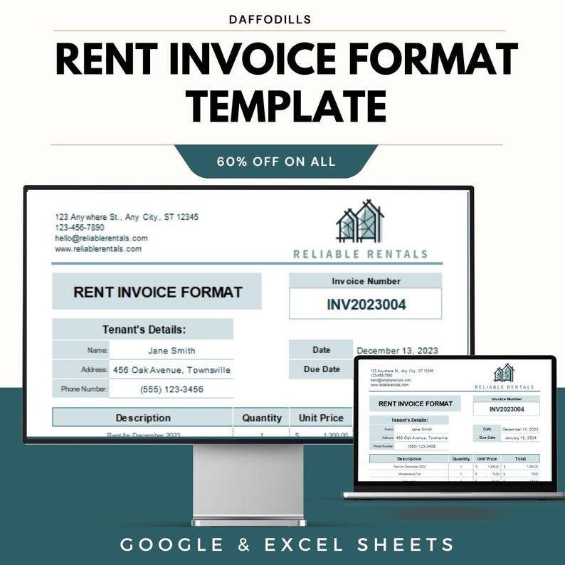 Rent Invoice Format Template, Rental Receipt Template Excel Google ...