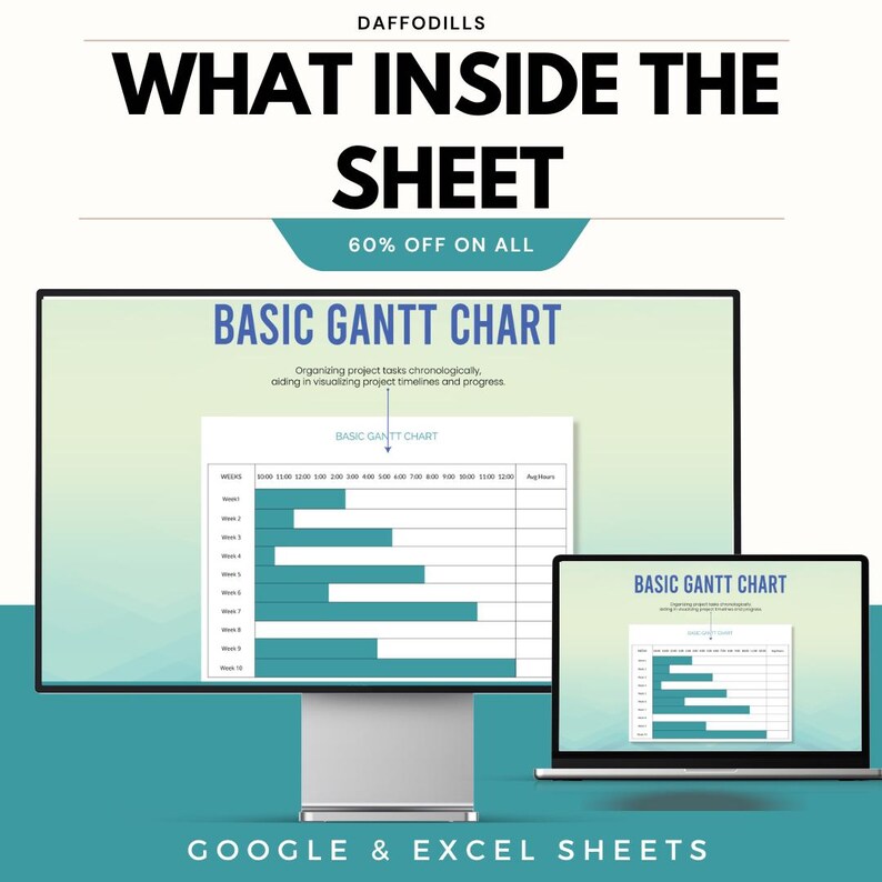 Basic Gantt Chart Template, Project Timeline Tracker, Simple Gantt ...
