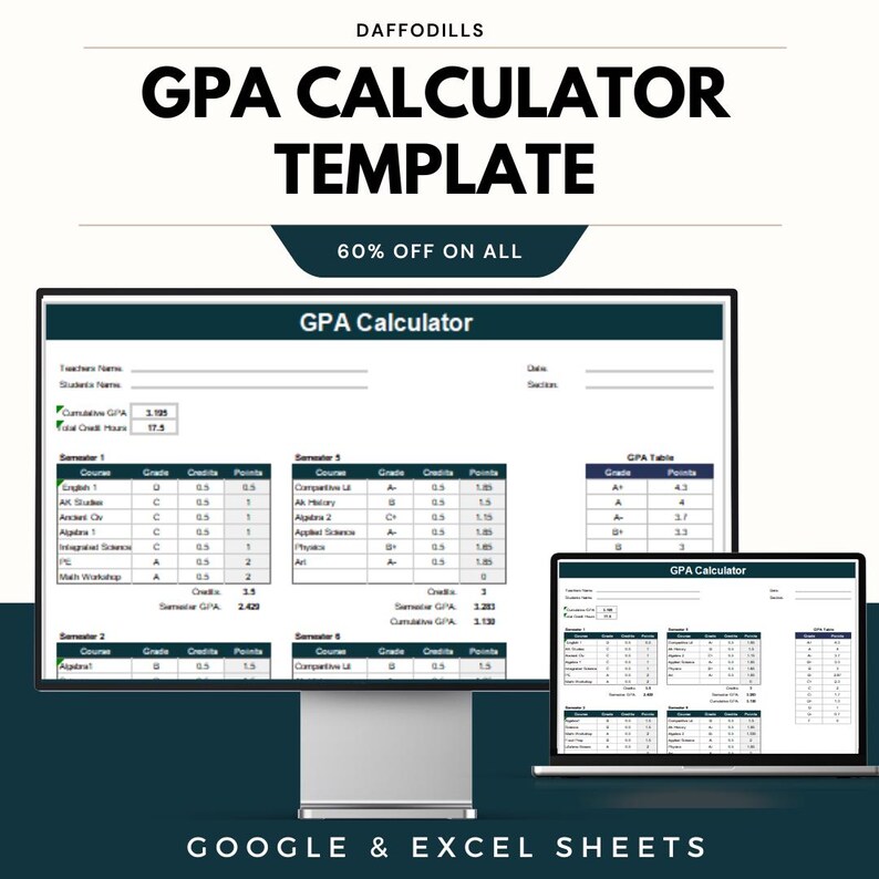 GPA Calculator Template | Calculate Your GPA Easily | Google Sheets ...