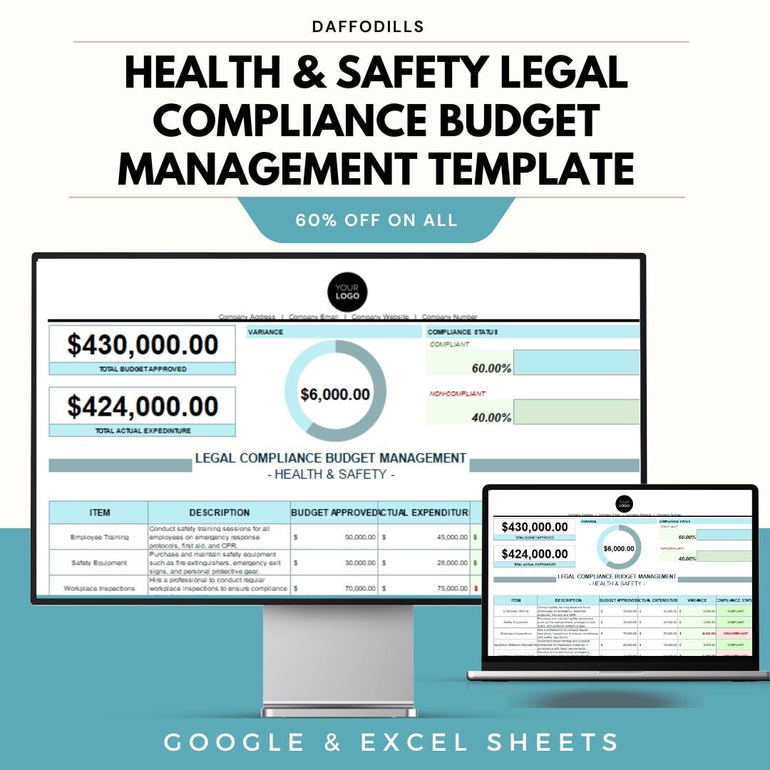Health & Safety Legal Compliance Budget Management Template, Workplace ...