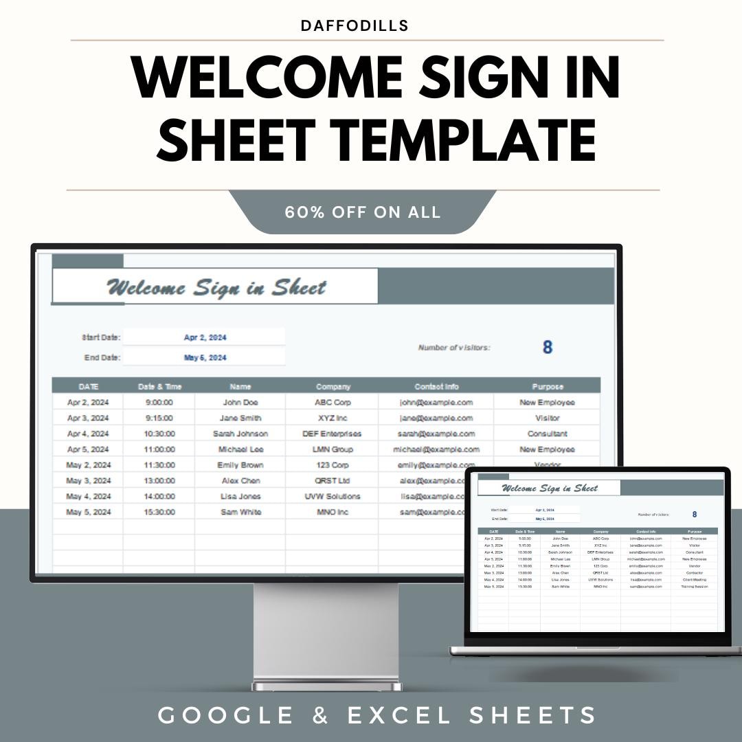 Welcome Sheet Template, Guest Registration , Visitor Log Sheet, Event ...