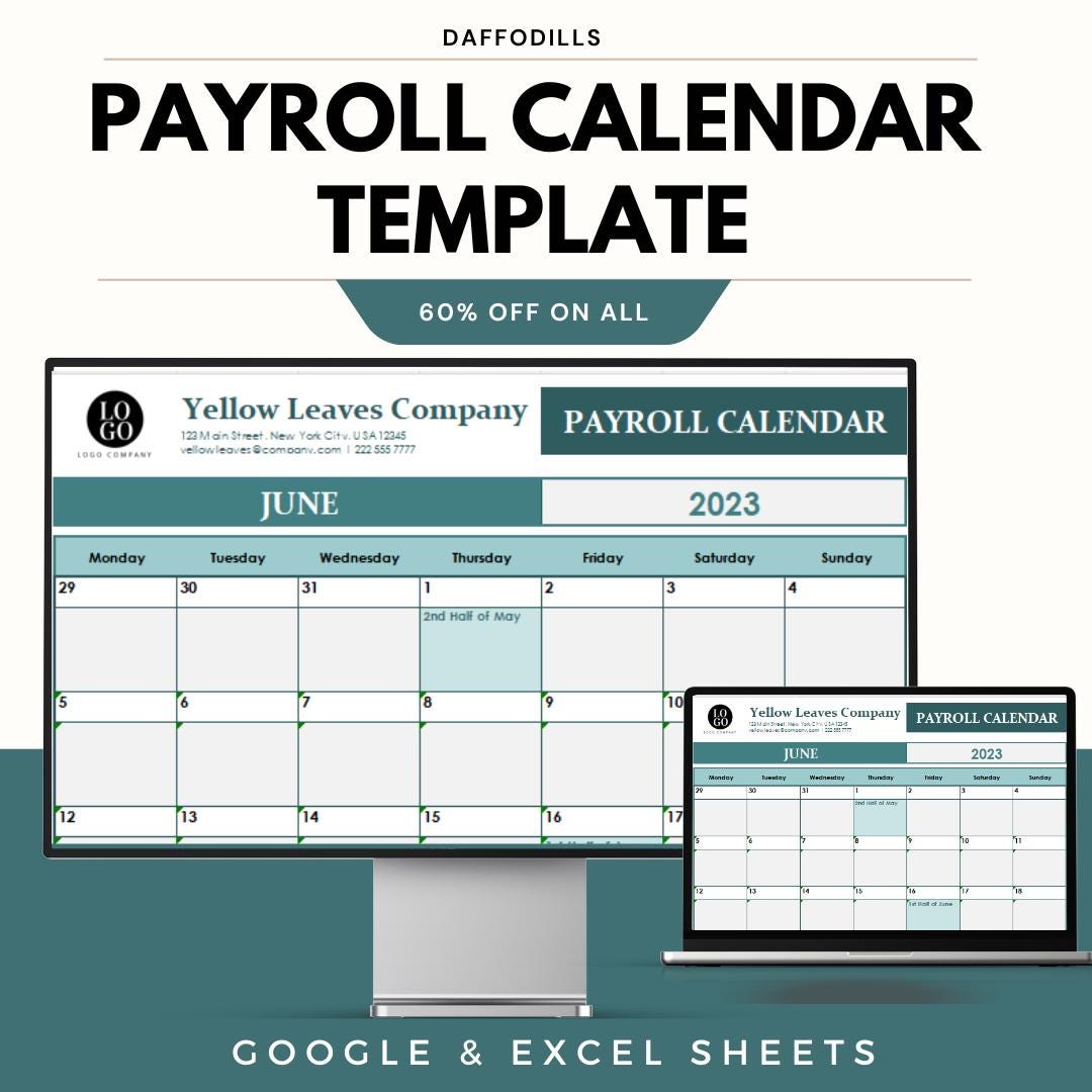 Payroll Calendar Sheet Template | Employee Pay Schedule Tracker | Excel ...