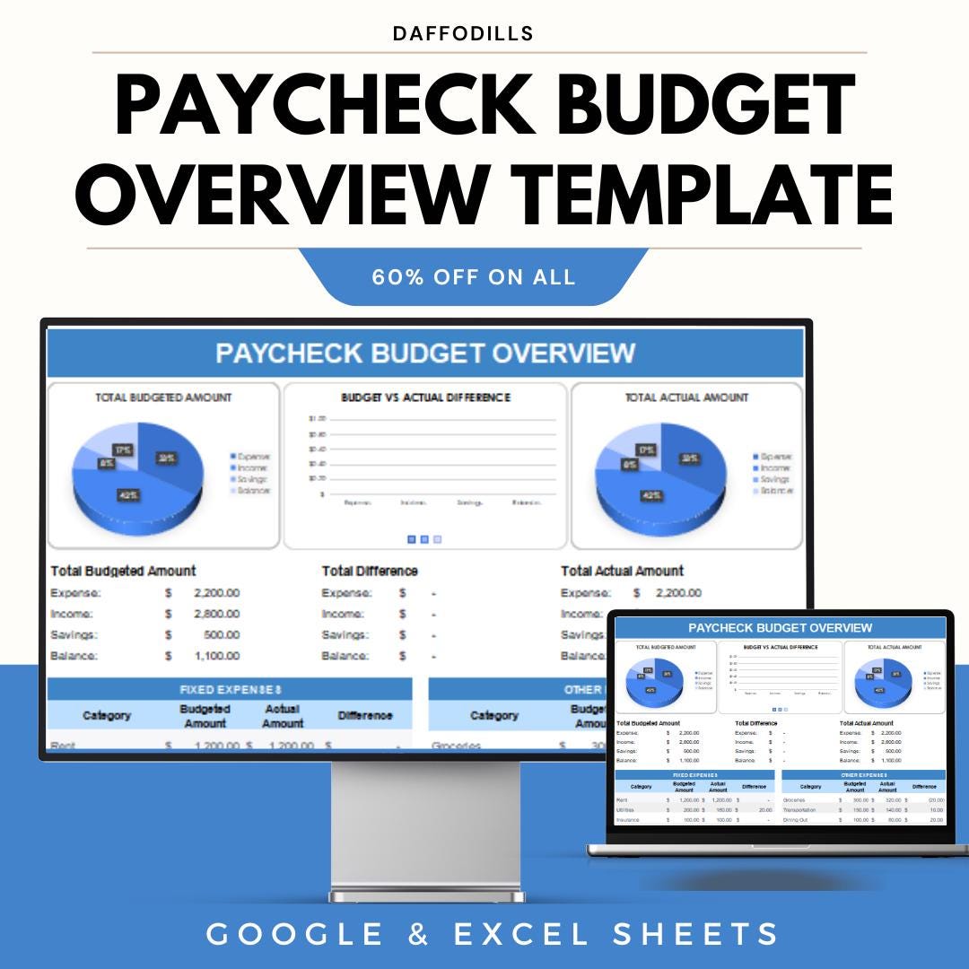 Paycheck Budget Overview Template | Income and Expense Tracker | Google ...