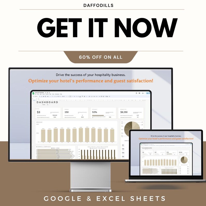 Hotel KPI Template for Google and Excel Sheets | Track Performance ...