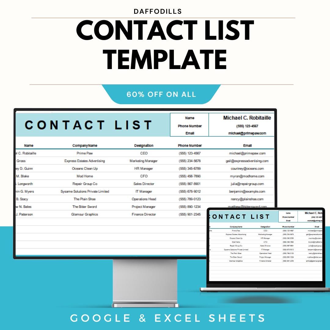 Contact List Template – Google and Excel Sheets for Organizing Contacts ...
