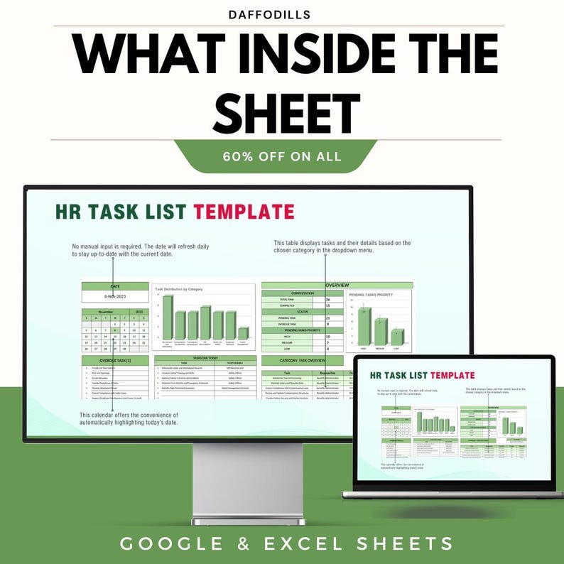 HR Task List Template, Employee Task Tracker, HR Dashboard Excel ...
