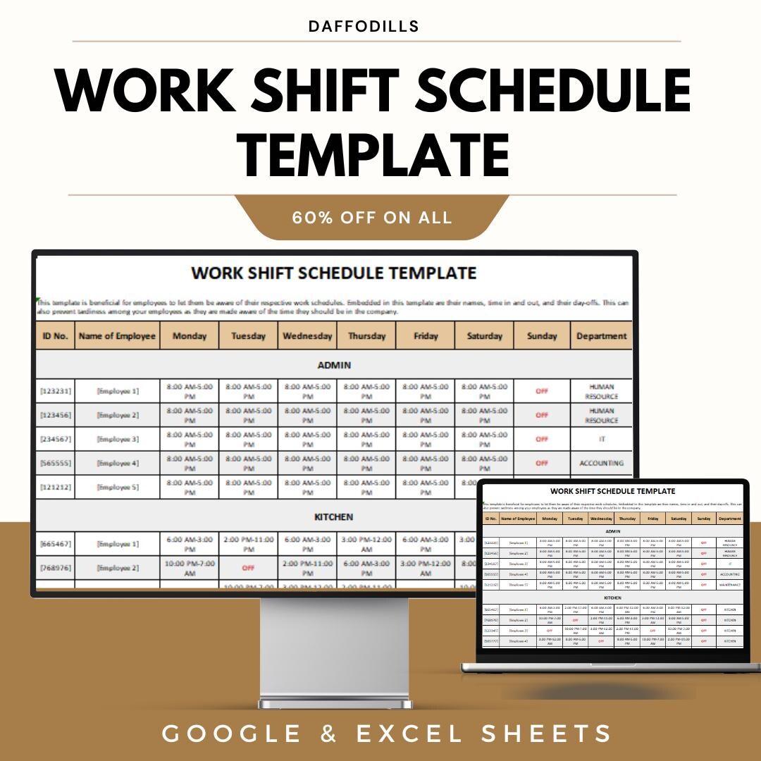 Work Shift Schedule Template, Employee Shift Planner, Weekly Staff ...