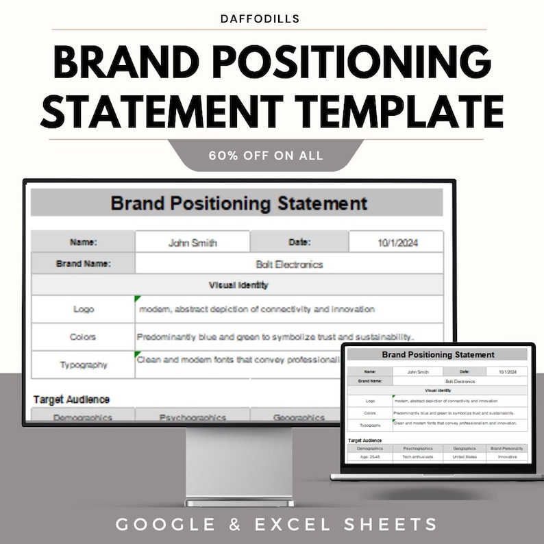 Brand Positioning Statement Template for Google & Excel | Define Your ...