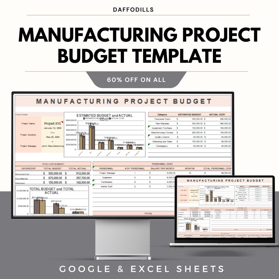Manufacturing Project Budget Template | Excel and Google Sheets ...