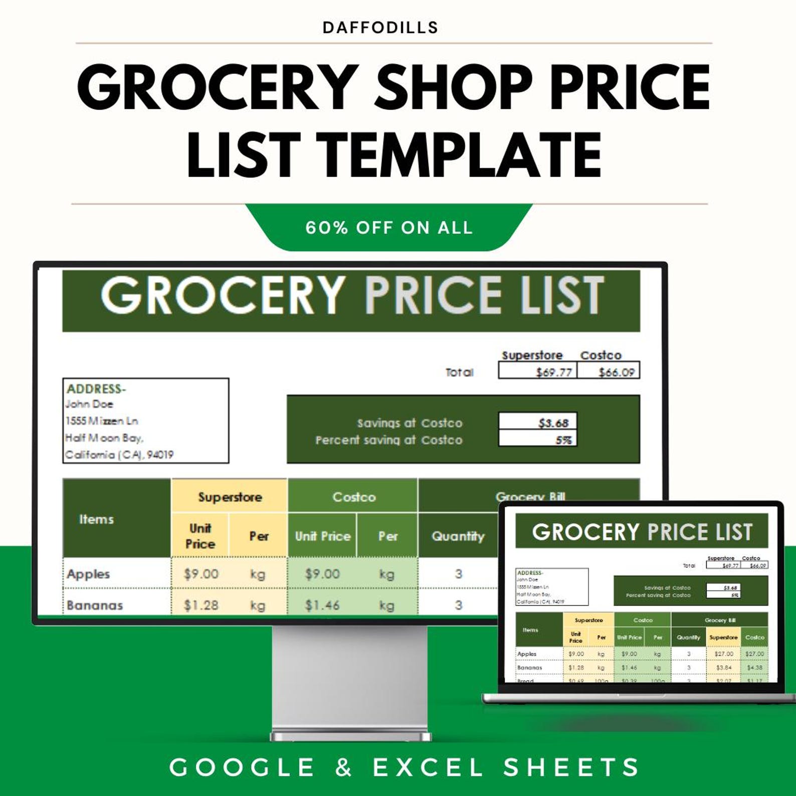Grocery Shop Price List Template | Grocery Store Inventory and Pricing ...