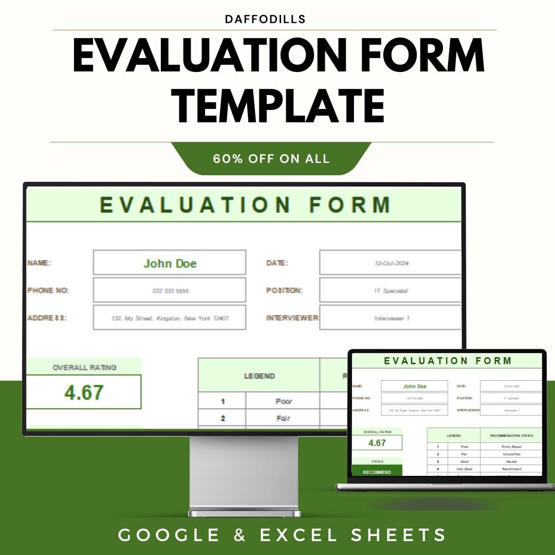 Evaluation Form Template | Performance Evaluation | Google & Excel ...