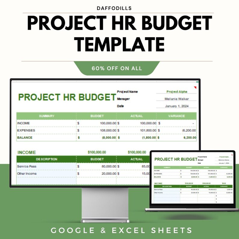 Project HR Budget Template, HR Budget Planner Excel and Google Sheets ...