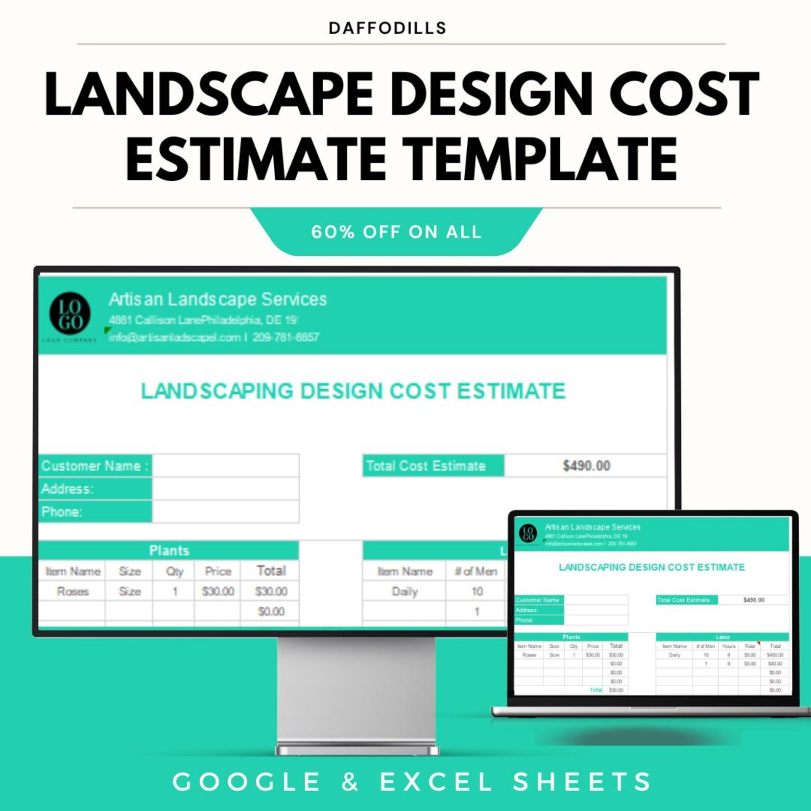 Landscape Design Cost Estimate Template, Landscaping Project Budget ...