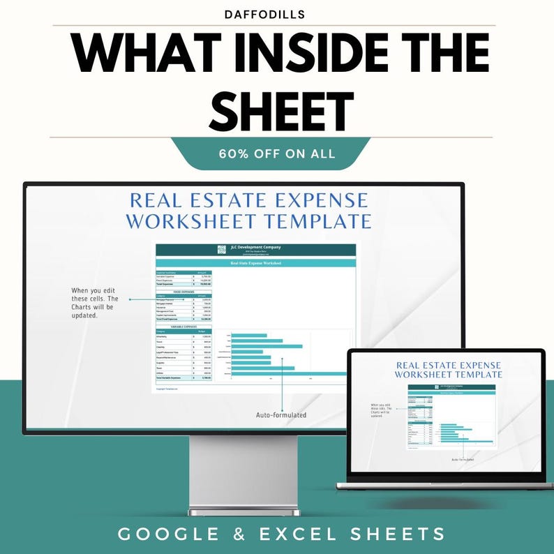 Real Estate Expense Worksheet Template, Property Expense Tracker Excel ...