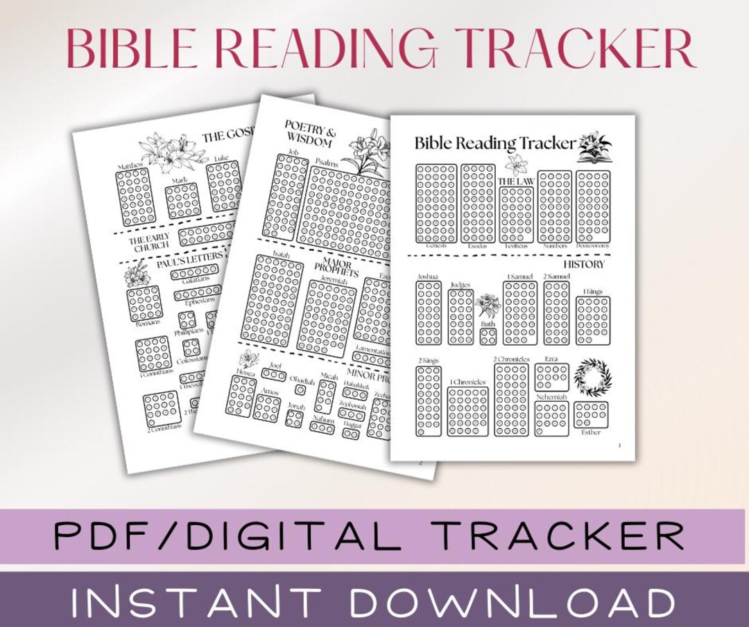 Bible Reading Tracker | Christian Devotional Journal Daily Scripture ...
