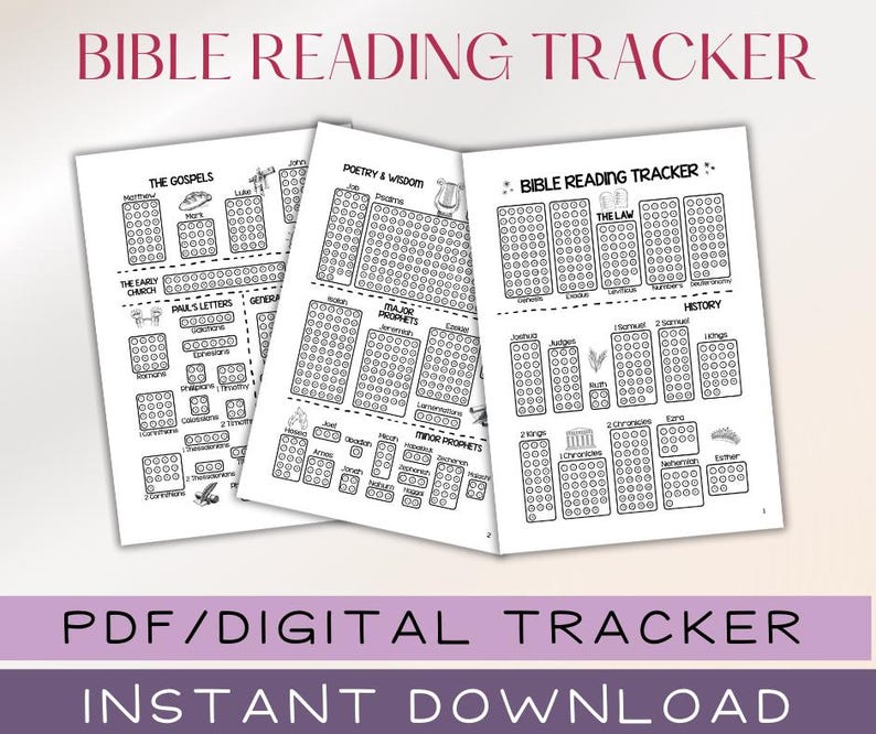 Bible Tracker Organizer | Daily Scripture Reading Study Habit Chart ...