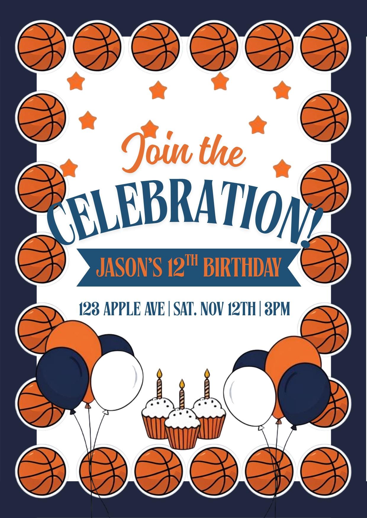 Basketball Birthday Invitation Card (canva Template) Cute, Basketball ...