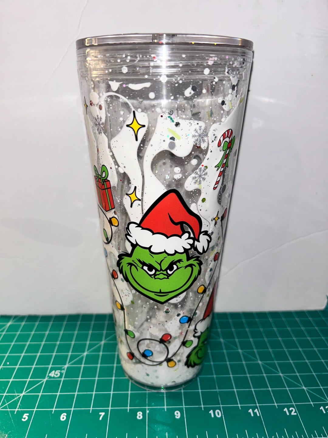 Grinch Snow Globe Tumbler: 24oz Glitter Lava Drip Christmas Cup - Etsy