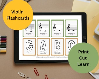VIOLIN NOTE FLASHCARDS -instant Download, Learn the Violin Notes ...