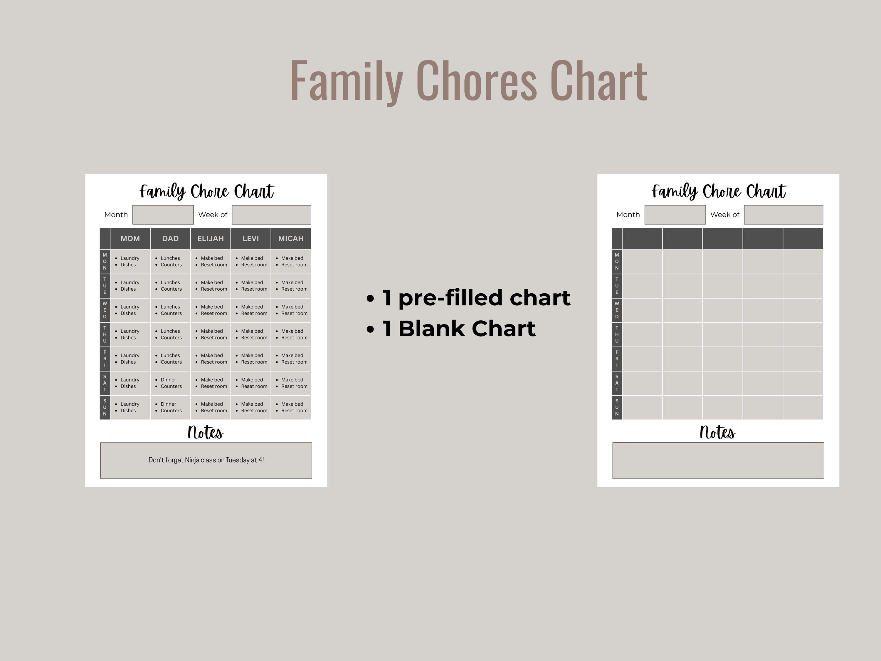 Printable Chore Chart Bundle for Kids Teens, Families and Overwhelmed ...