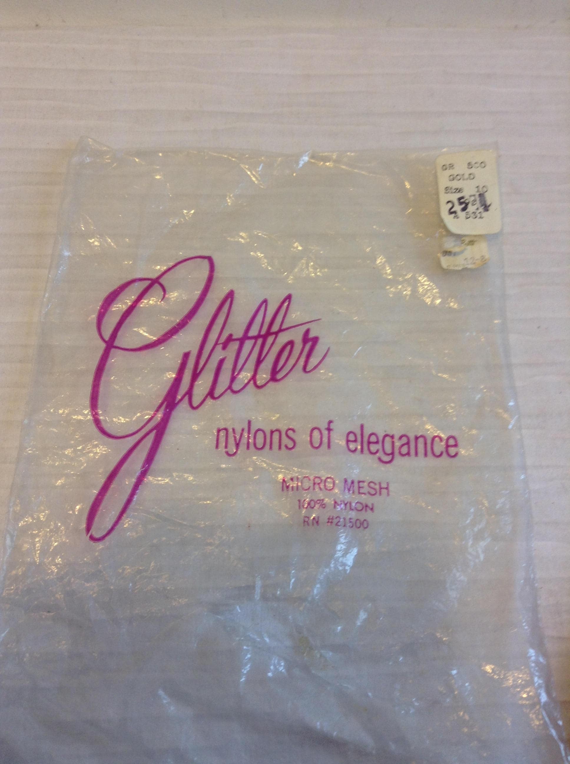 Gold Glitter Garter Top Stockings. Pair Thigh High Nylons, Reinforced ...