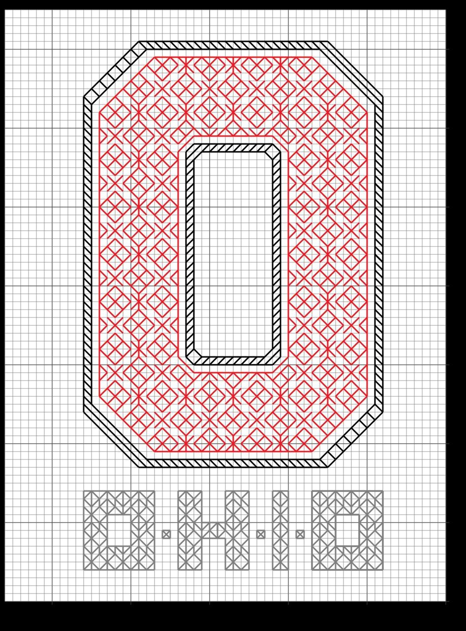OHIO Block Blackwork Pattern - Etsy
